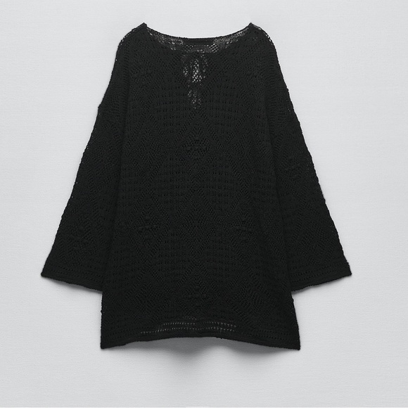 Zara | Dresses | Zara Textured Hand Knit Openwork Mini Dress Tunic 224 Made In Turkey | Poshmark